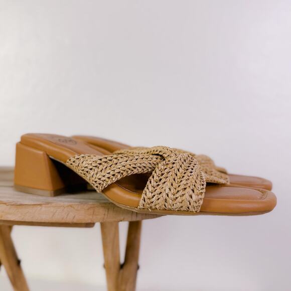 White Mountain | Shoes | Boho Beach Raffia Straw Xstrap Slip On Block ...